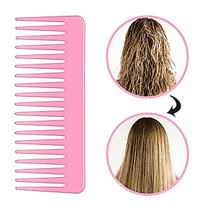 Wide Tooth and Large Detangling Comb Set for Long, Curly, Wet Hair - No Handle Styling, Shampoo & Detangling Combs (2 Pieces - Pink, Purple)