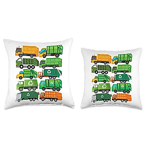 Garbage Truck Recycling Day Trash Waste Separation Birthday Throw Pillow