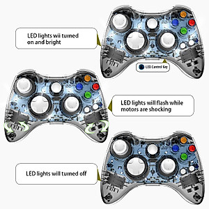PAWHITS Wireless Controller compatible with Xbox 360 Double Motor Vibration Wireless Gamepad Gaming Joypad, Black