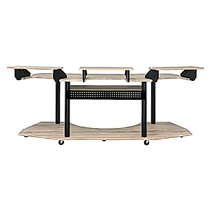 Acme Eleazar Wooden 4-Shelf Music Recording Studio Desk in Natural Oak