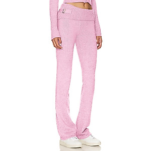 Springrain Women Sweater Sets 2 Piece Lounge Sets Ribbed Zip Hoodie Knitted Outfits(Pink-S)