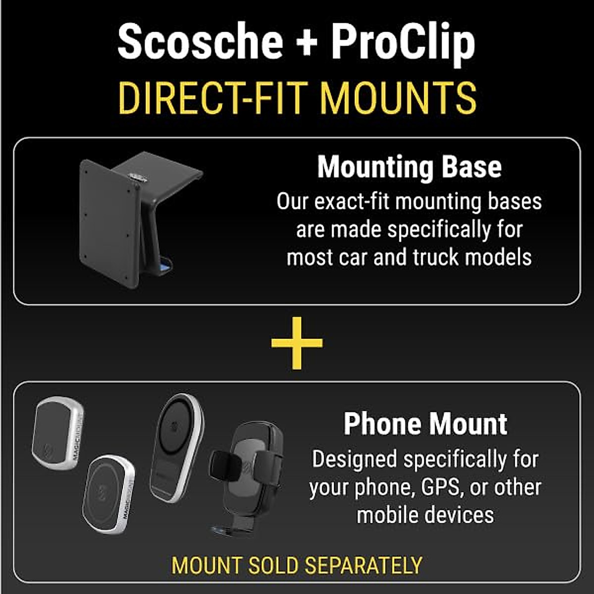 Scosche PC834492 ProClip Console Mount Compatible with 2010-2023 Toyota 4Runner SUVs (Mounting Base Only)