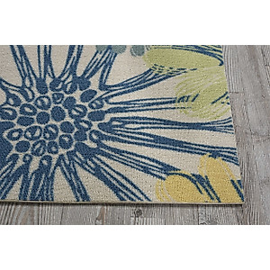Nourison Home & Garden Indoor/Outdoor Blue 2'3" x 3'9" Area -Rug, Easy -Cleaning, Non Shedding, Bed Room, Living Room, Dining Room, Kitchen (2x4)