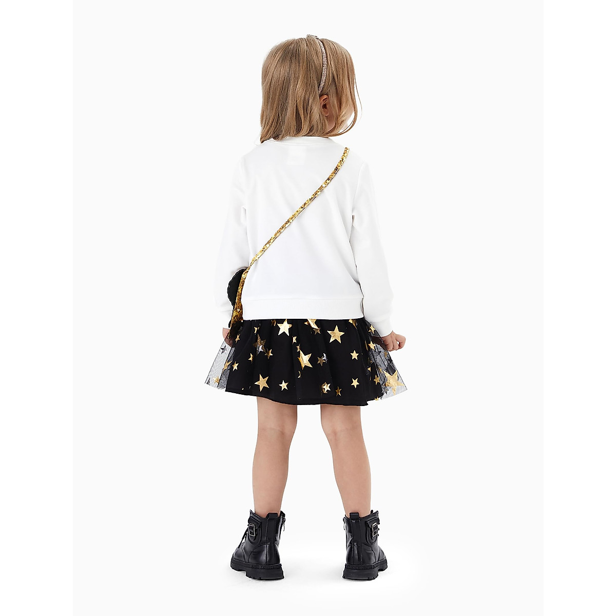 L.O.L. Surprise! Girl Birthday Skirt Set with Cute Bag, Long Sleeve Print Pullover Tee Mesh Tutu Skirts 3 Piece Outfit Set