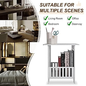 JNTKE Rectangular Side Table, End Table with Storage Shelf 13.4"x10.2"x15.8" Small Bedside Table Night Stand for Living Room Couch Sofa Bedroom Balcony Home Office