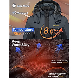 GEMYSE Men's Mountain Waterproof Ski Snow Jacket Winter Windproof Rain Jacket (Black,Small)