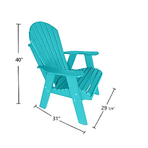 Phat Tommy Upright Adirondack Chair - HDPE Outdoor Furniture - Poly Outdoor Furniture for Fire Pit Seating - Composite, All Weather Patio Chair, Teal