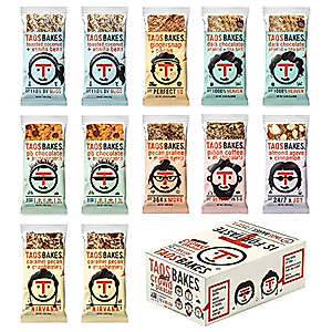 Taos Bakes Snack Bars - Crowd + Pleaser All-In-One Variety Pack - Gluten Free, Non-GMO, Healthy Granola Bars - Nutritious & Delicious Baked Bars - (12 Pack, 1.8oz Bars)