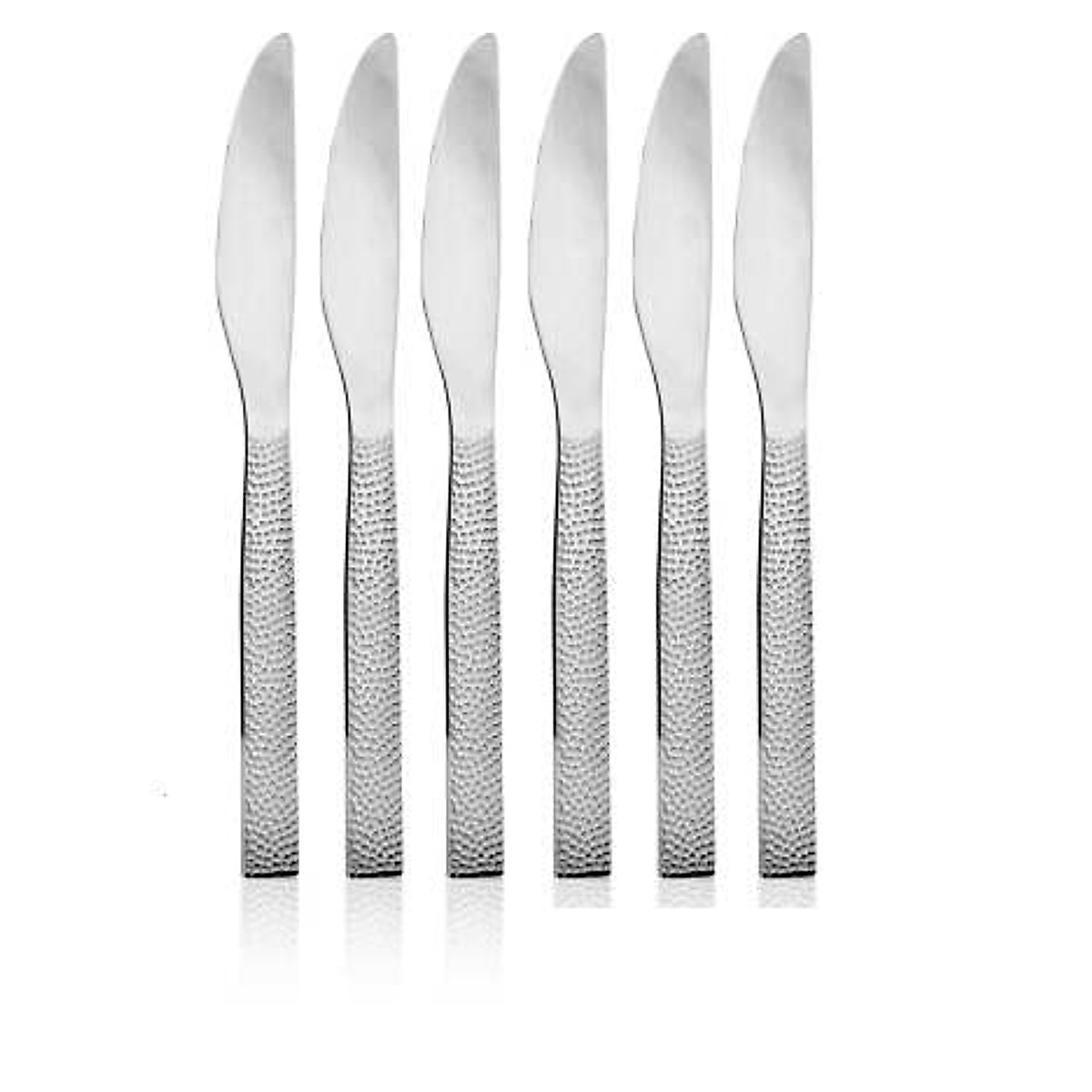 King International Stainless Steel Hammered Table Knife,Set of 12, 20 cm, Mirror Polish,Butter Knife, Cheese Knife,Dinner Knife,Dessert Knife,Bread Knife,Stainless Steel Table Knife Set of 12pcs