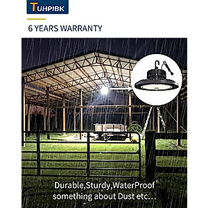 TUHPIBK Super Bright UFO LED High Bay Light 100W, 15000LM High Bay LED Lighting, 5000K Commercial Lights, UL US Plug 5' Cable, Alternative to 400W MH/HPS for Warehouse Shop Garage Barn Factory, IP65