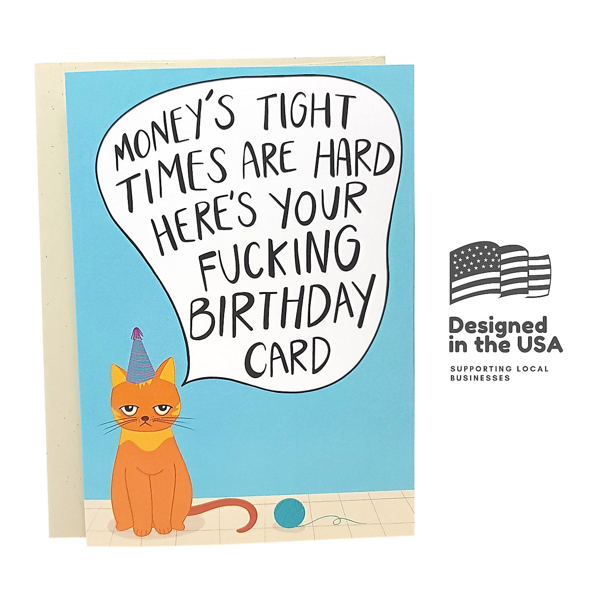Sleazy Greetings Funny Birthday Card For Him Her | Rude Funny Cat Birthday Card For Men Women | Dirty Cat Bday Card For Wife Husband Boyfriend Girlfriend | Birthday Money's Tight Times Are Hard Card