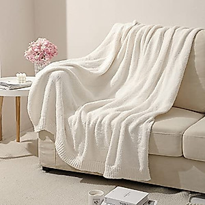 Bearberry Super Soft Knit Throw Blanket Lightweight Cozy Warm Fluffy Throw Blankets for Couch Bed Sofa (Cream, 50”x60”)
