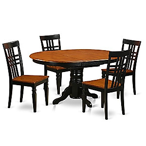 East West Furniture KELG5-BCH-W 5 Piece Dining Room Table Set Includes an Oval Wooden Table with Butterfly Leaf and 4 Kitchen Dining Chairs, 42x60 Inch, Black & Cherry