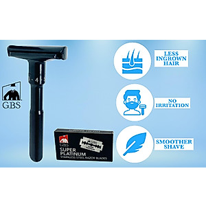 G.B.S Men's Shaving Set, Heavy-Duty Adjustable Double Edge Safety Razor and Shave Mug, Natural Soap, Blades, Shaving Brush and Razor Stand After Shave Balm Pre-Shave Oil