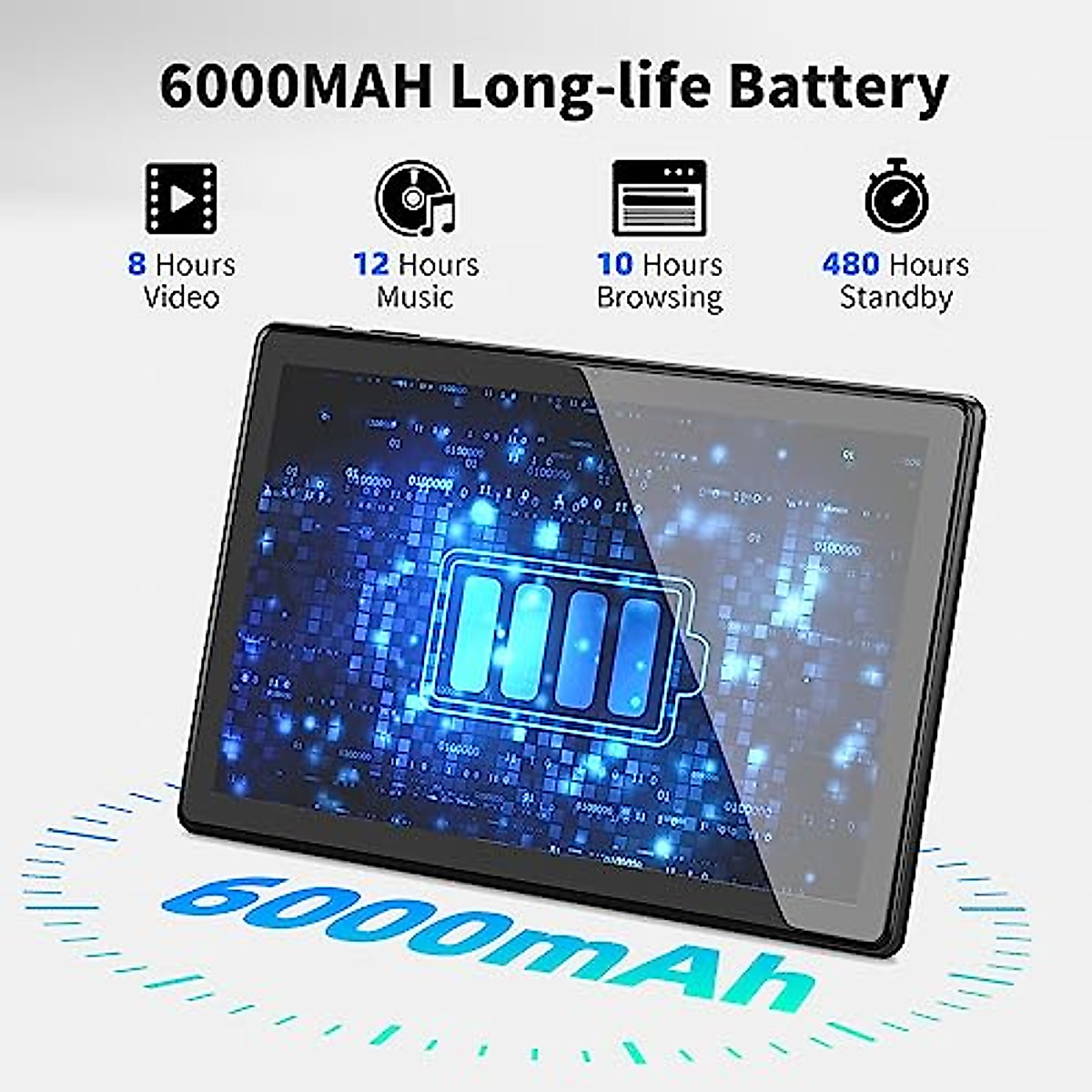 SGIN Tablet Android 12 Tablets 10.1 Inch Tablet with 4GB RAM 64GB ROM, 1.6 GHz Octa-core Processor, FHD 1280x800, 2MP + 5MP Dual Camera, Bluetooth 5.0, GPS, 6000mAh, 256GB Expansion, Black