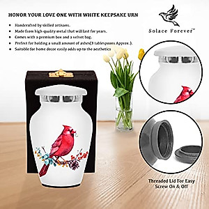 Cardinal Urns White - Mini Keepsake Urns Set of 4 - Premium Box & Bags Included - Small White Urns for Ashes - Honor Your Loved One with Bird Cremation Urns - Perfect for Adults & Infants