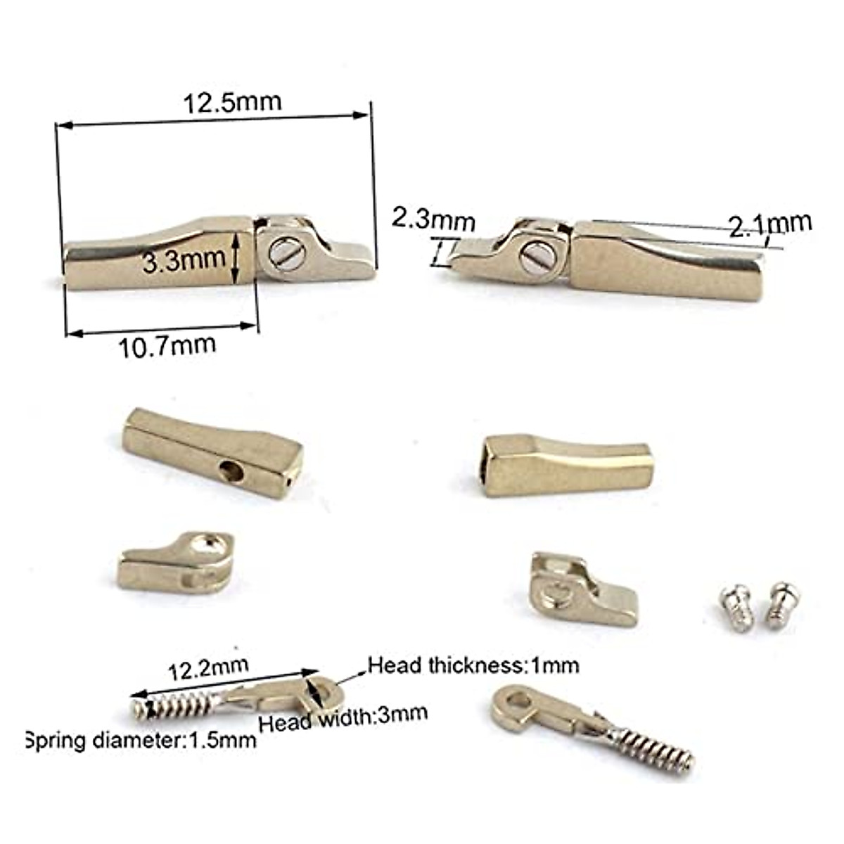 Wengqqz 5 Pack Glasses Hinges, Glasses Flexible Spring Hinges with Box, Glasses Broken Spring Replacement Repair Parts (Size : 2.1mm)