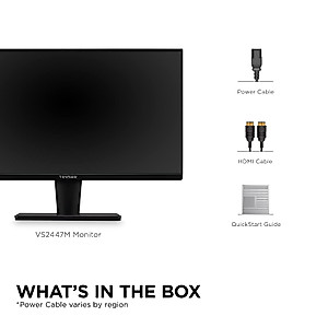 ViewSonic VS2447M 24 Inch 1080p Monitor with 100Hz, FreeSync, Thin Bezels, Eye Care, HDMI, VGA Inputs for Home and Office