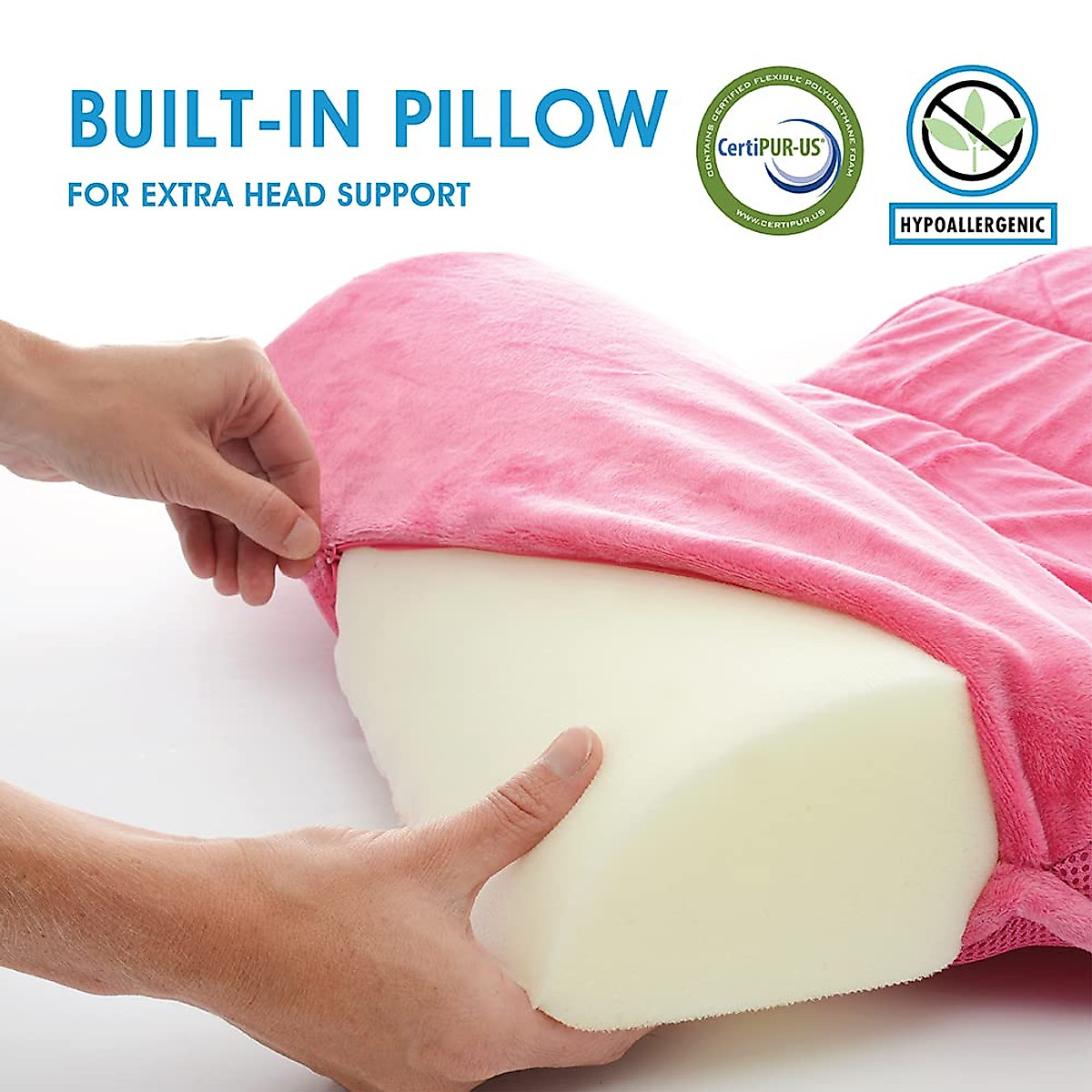 My First - Toddler Nap Mat, Memory Foam Sleeping Mat with a Removable Pillow, Portable and Compact, 41 x 21 x 1 inch, Pink, Pack of 1