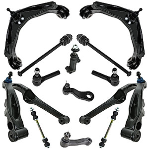 TRQ Front Steering & Suspension Kit Control Arm with Ball Joint Idler Arm Idler Arm Bracket Assembly Pitman Arm Sway Bar Stabilizer Link Tie Rod Compatible with Chevrolet GMC Hummer