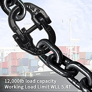 TBAPFS 1/2" Grade 80 Alloy Steel Hammerlock Coupling Link, Tow Hitch Hammer Lock Safety Trailer Chain Adapter Connector Link for Heavy Super Duty Truck Chain Hitch, 12000 Lbs Work Load Limit - Black