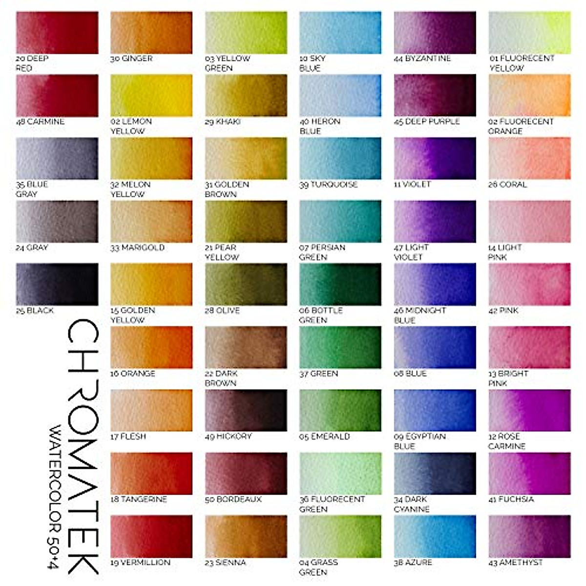 54 Watercolor Pens, 15 Page Pad & Online Video Tutorial Series by Chromatek. Real Brush Pens. 4 Blending Brushes. Easily Blendable. Vivid. Smooth. 50 Unique Colors. Professional Art Supplies