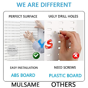 MULSAME Pegboard Combination Kit, Wall Mounted Storage Set with 8 Pegboards & 28 Accessories Hanging, White Peg Boards Organizer for Walls Display, Crafts Organization, Kitchen Organizer, 22" x 44"