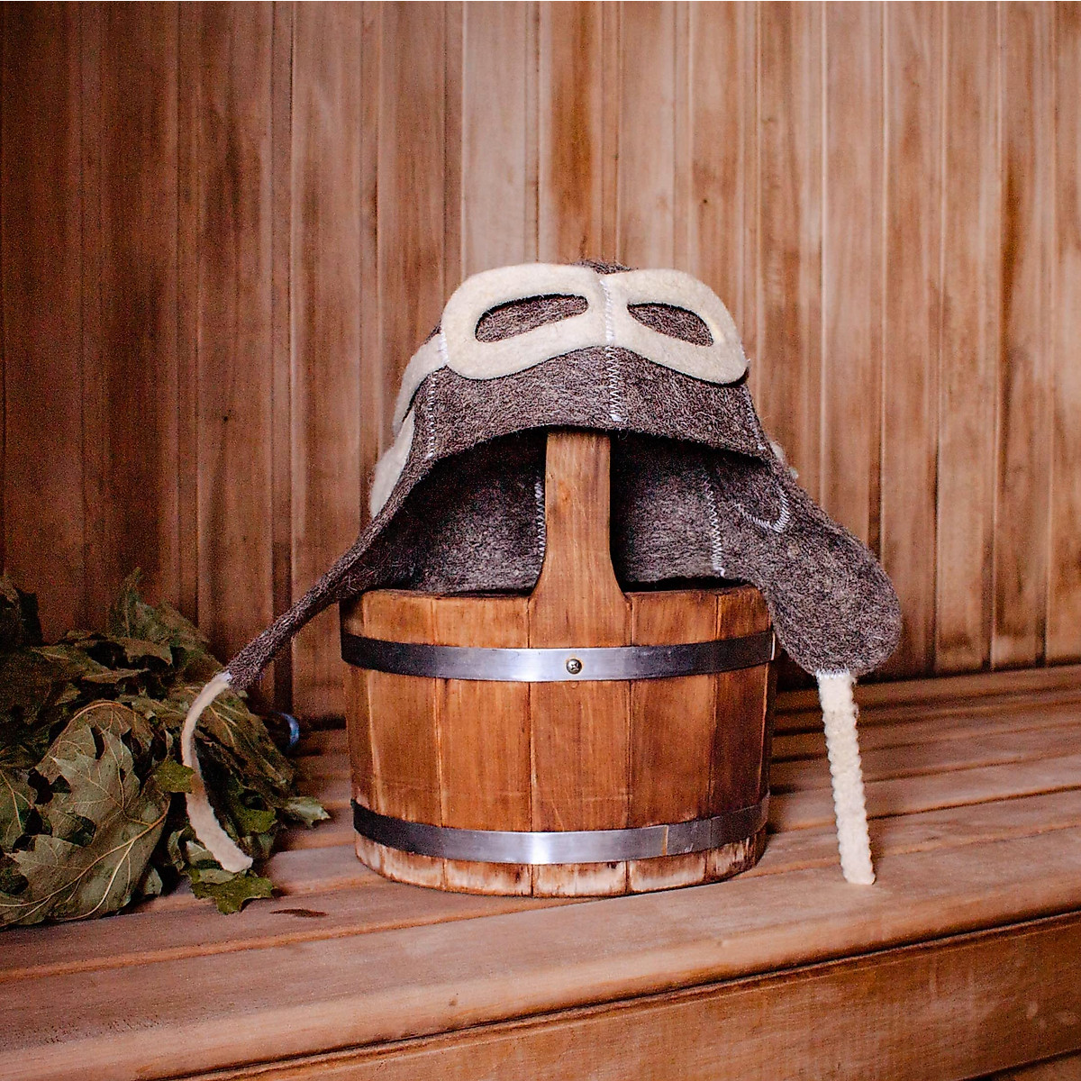 Wool Sauna Hat Embroidered Pilot Finnish Sauna Hat Russian Sauna Hat Wool Aviator - Russian Banya Sauna Hat for Men Sauna Hats Sauna Cap Gray