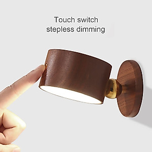 Wooden Magnetic Wall Sconce,Wireless Led Wall Mounted Reading Lights USB Rechargeable Light Stepless Dimming Night Lights Magnetic Cabinet Light,Lamps for Kid Study Bedside (Sapele)