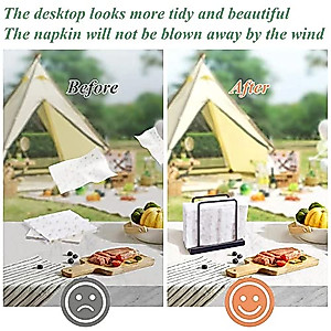 Napkin Holder for Table Modern Black, Acacia Wood Napkins Holder with Metal Wire, for Kitchen Dining Table Farmhouse Cocktail Picnic Bar Rustic, Wood Holders for All Dining Room Home Decors