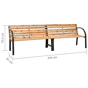 Homvdxl 95" Long Garden Bench, Fir Wood Outdoor Patio Bench Park Yard Furniture, 2~4 Person Patio Seat for Front Porch, Backyard, Lawn, Garden, Pool, Deck (Brown)