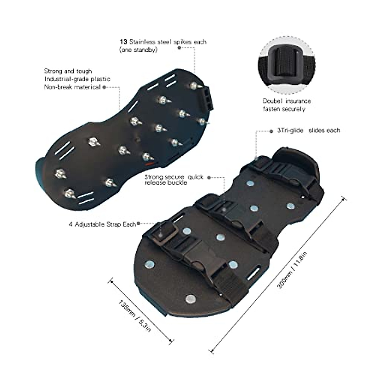 Osaava 47952 Gunite Spiked Shoes for Epoxy Floor Coating Installation 3/4” Short, Spikes Perfect for Applying Epoxy Garage Floors Shoes, Adjustable 6 Straps Full Assembled Sturdy (1 Pair)