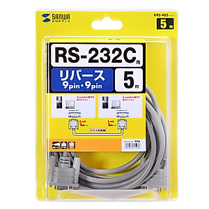 Sanwa Supply KRS-403XF-5K2 RS-232C Cable (Cross), 16.4 ft (5 m), Light Gray