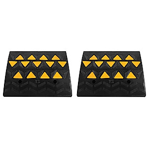 Rubber Curb Ramp, 2pcs Heavy Duty Rubber Curb Ramps Driveway Threshold Ramp for Car Vehicle Motorbike Wheelchair, 19.29 x 14.57 x 6.1
