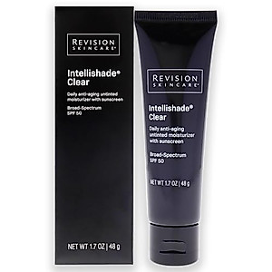 Revision Skincare Intellishade Clear, Anti Aging Daily Moisturizer with SPF 50, Untinted and Oil Free, with Peptides and Hyaluronic Acid, 1.7 Ounces