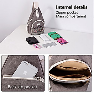 ArcEnCiel Mini Women Sling Chest Bag Canvas Backpack (Grey)
