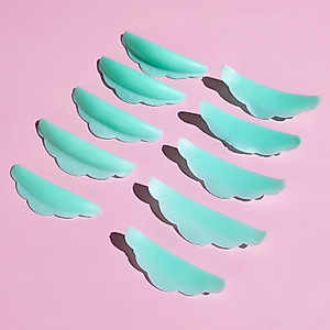 Libeauty Lash Lift Rods, Lash Lift Pads, Green Reusable Eyelash Perming Curler Shield Pads, 5 Size 10 Pcs, with Premium PU Storage Case for Perfect Lash Lifting