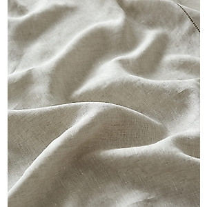 Simple&Opulence 100% Belgian Linen Sheet Set Handmade Hemstitch Linen Full Size Bed Sheet-4 Piece (1 Flat Sheet+1 Fitted Sheet+2 Pillowcases)-Natural Flax Farmhouse Bedding