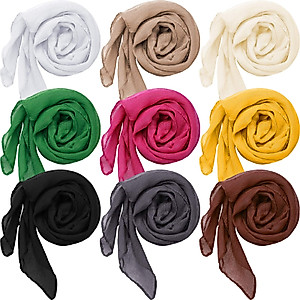 Patelai 9 Pieces Women Scarf Shawl Wrap Head Scarves Big Head Scarf Soft Linen Scarf, Candy Color