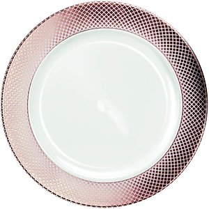 Lillian Collection Luxurious Rose Gold Round Charger Plate - 12" (Pack of 10) - Premium Heavy Weight Plastic Tableware - Elegant and Durable Design for All Occasions