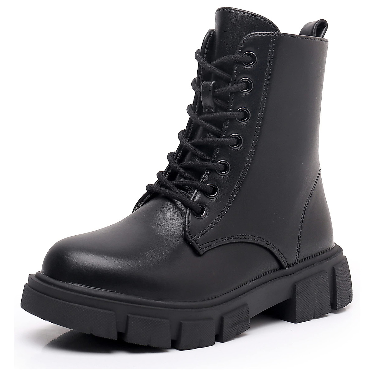 Apakowa Kids Girls Boots Fashion Combat Ankle Boots Side Zipper Booties (Little Kid/Big Kid)