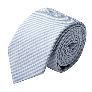 Jacob Alexander Men's Seersucker Striped Pattern Regular Length Neck Tie - Baby Blue