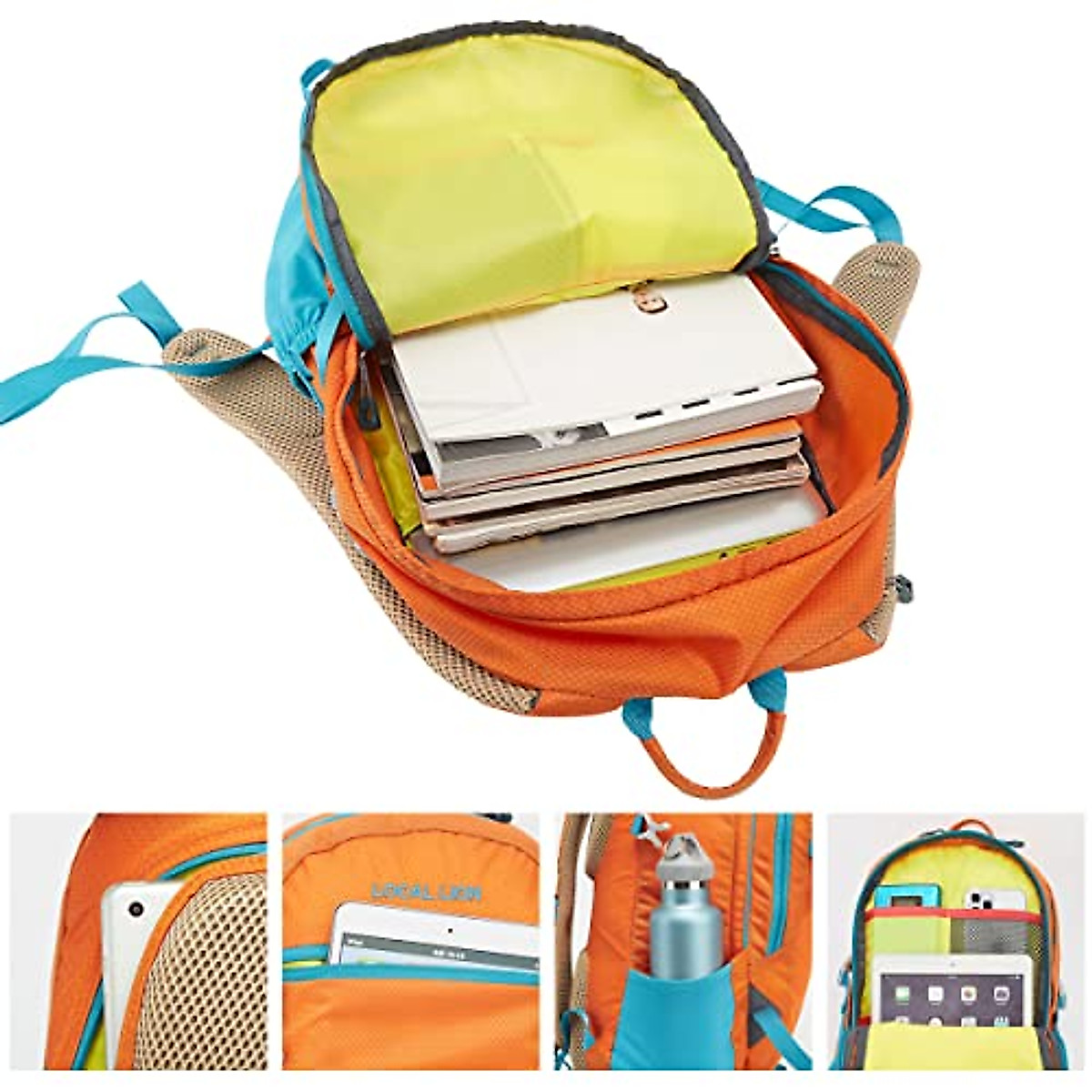 LOCALLION 20L Hiking Backpack Water Resistant Sports Backpack High-Capacity Travel Pack Big Wateproof Bag for Outdoor Camping (Orange)