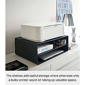 Yamazaki Home Desktop Printer Stand - Computer Accessory Office Organizer Steel One Size Black