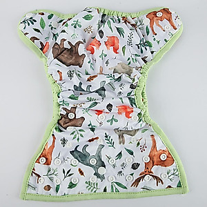 Hibaby One Size Cloth Diaper Cover Snap With Double Gusset (Woodland)