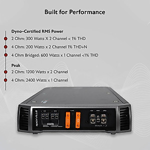 Rockville RXA-T2 2400W 2-Channel Car Amplifier, Dyno-Certified RMS, MOSFET Power Supply, Elna Capacitors, Class A/B, Perfect for Car Audio and Subs