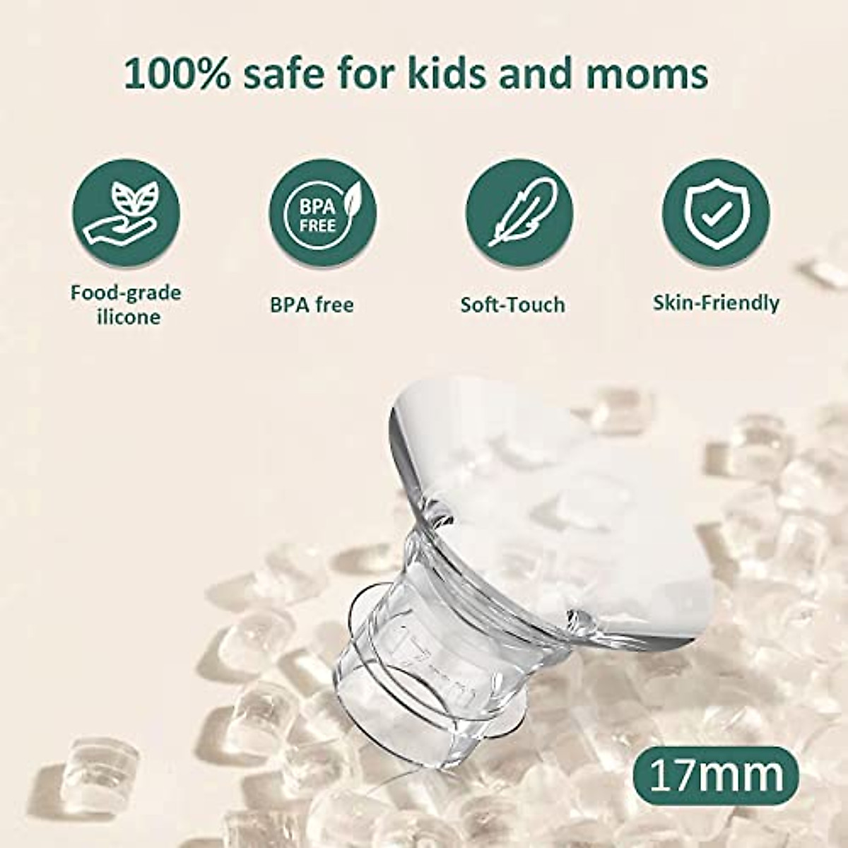 MomMed Flange Insert 17mm for MomMed/Momcozy/Tsrete 24mm Breast Shields/Flange, 17 mm Flange to Reduce 24mm Nipple Tunnel Down to 17 mm, 1Pack