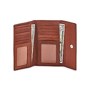 Zinda Genuine Leathers Women’s Wallet Purse Long Trifold Flap Over RFID Protection (Tan)