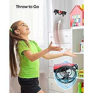 TOMZON A24 Mini Drone for Kids with Battle Mode, Kids Drone with Throw to Go, High Speeds Rotation, Self Spin and 3D Flip, RC Quadcopter with Altitude Hold, Headless Mode, 3 Batteries, Safe Cover, Red