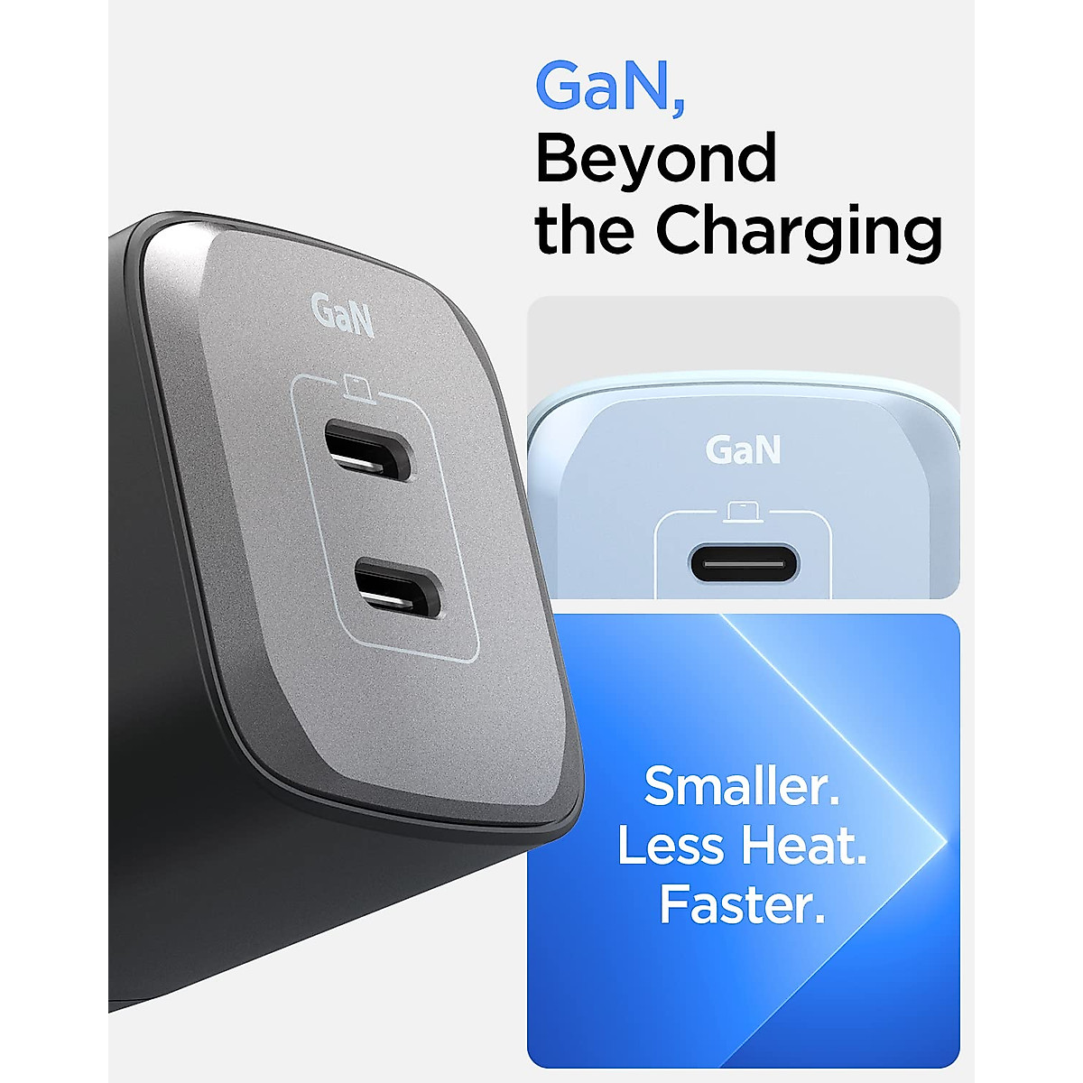 Spigen GaN III 652 65W 2 Ports Compact Foldable Dual USB C Wall Charger PD PPS Fast Charging Block Adapter for iPhone 15 Pro Max 14 13 iPad MacBook Air Vision Samsung Galaxy S24 Ultra Plus steam Deck